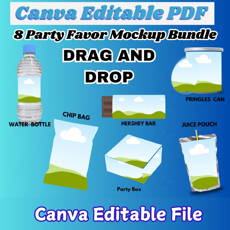 Party Favors Bundle Frames Canva Drag and Drop Template PDF Event ...