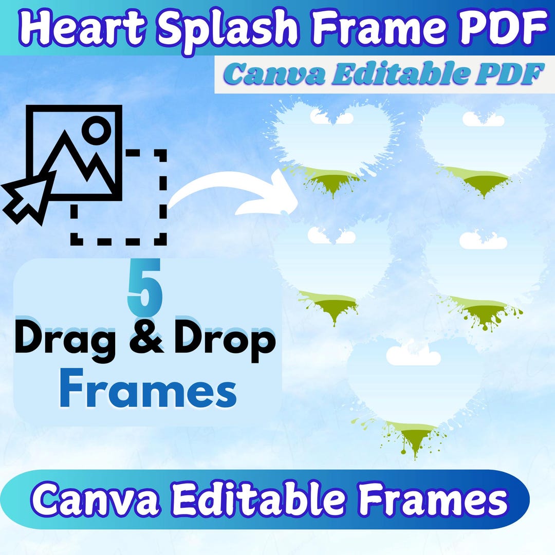 Canva Template Frame Heart Splash Shape Bundle Heart PDF Canva Drag and ...
