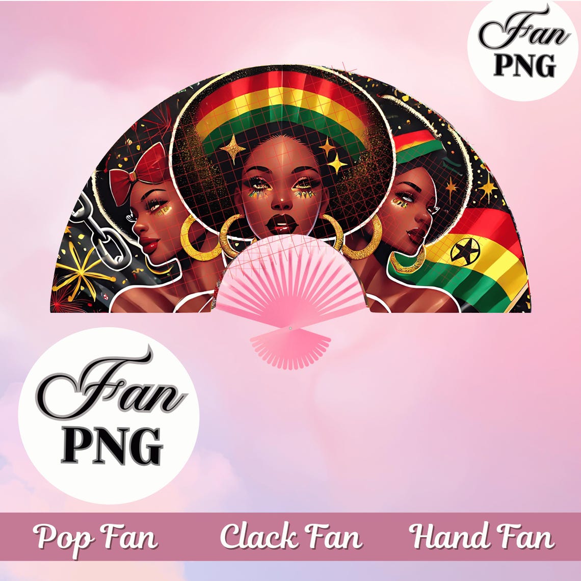Clack Fan Hand Fan PNG Pop Fan Design Folding Fan Template Juneteenth ...