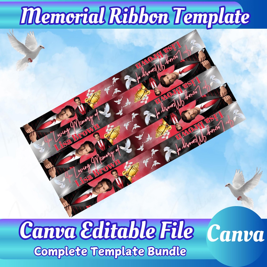Memorial Ribbon Template: Customizable Keepsake (canva PDF) - Etsy