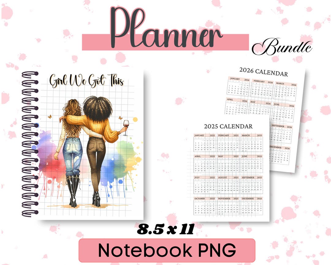 Pink Journal Cover PNG: 8.5x11 Printable Planner Design (commercial Use ...