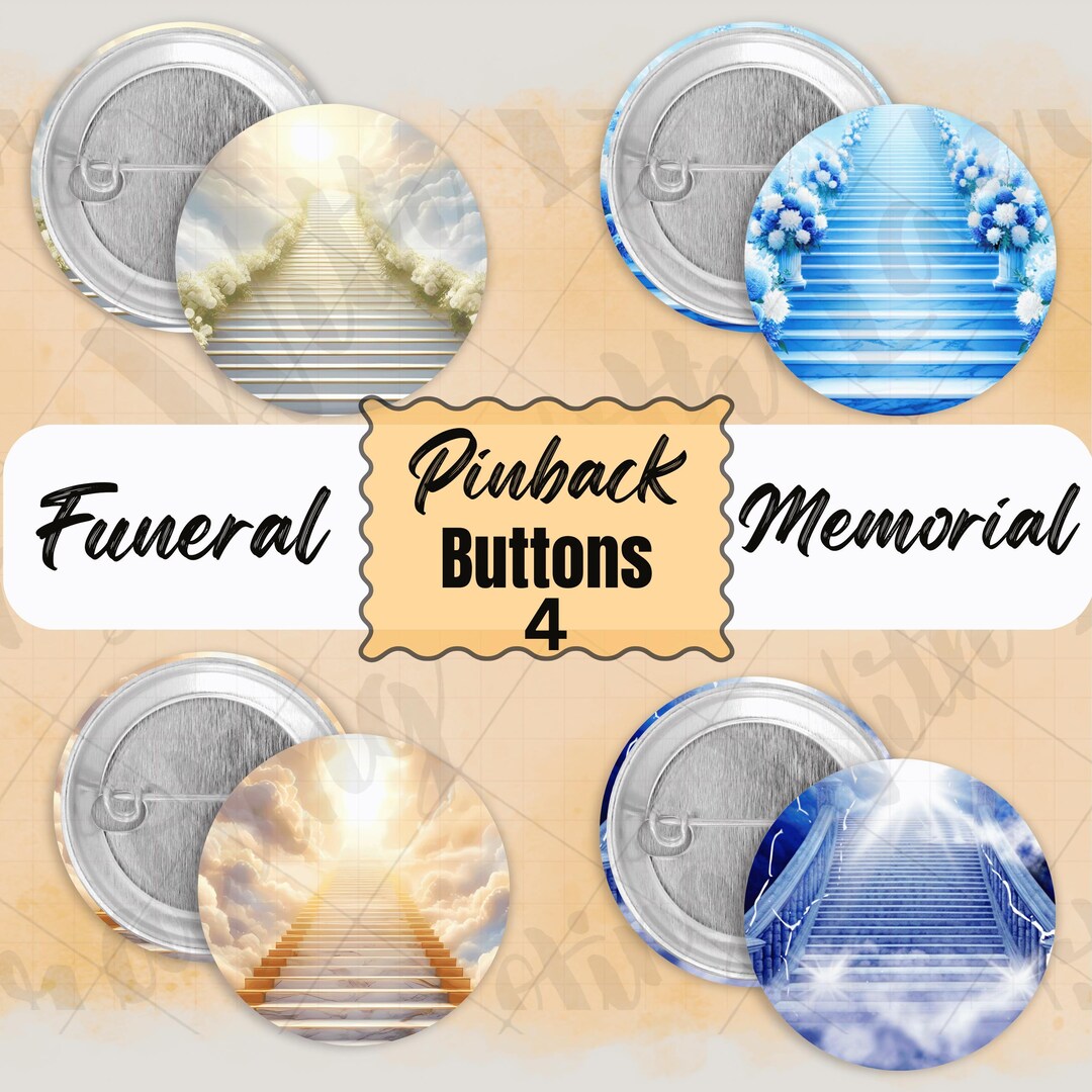 Memorial Funeral Pinback Buttons | Celebration of Life Keepsake | Ready ...