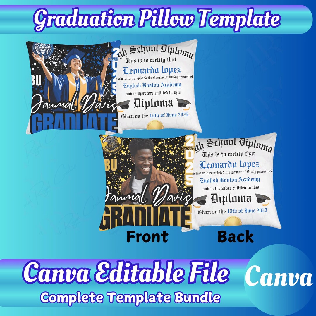Graduation Pillow Template Customizable Graduation Gift Diploma ...