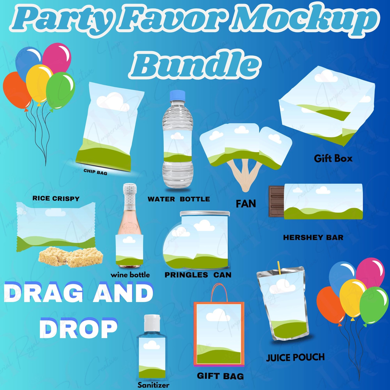 Party Favors Bundle Template, 26 Canva Drag and Drop Template, Frames ...