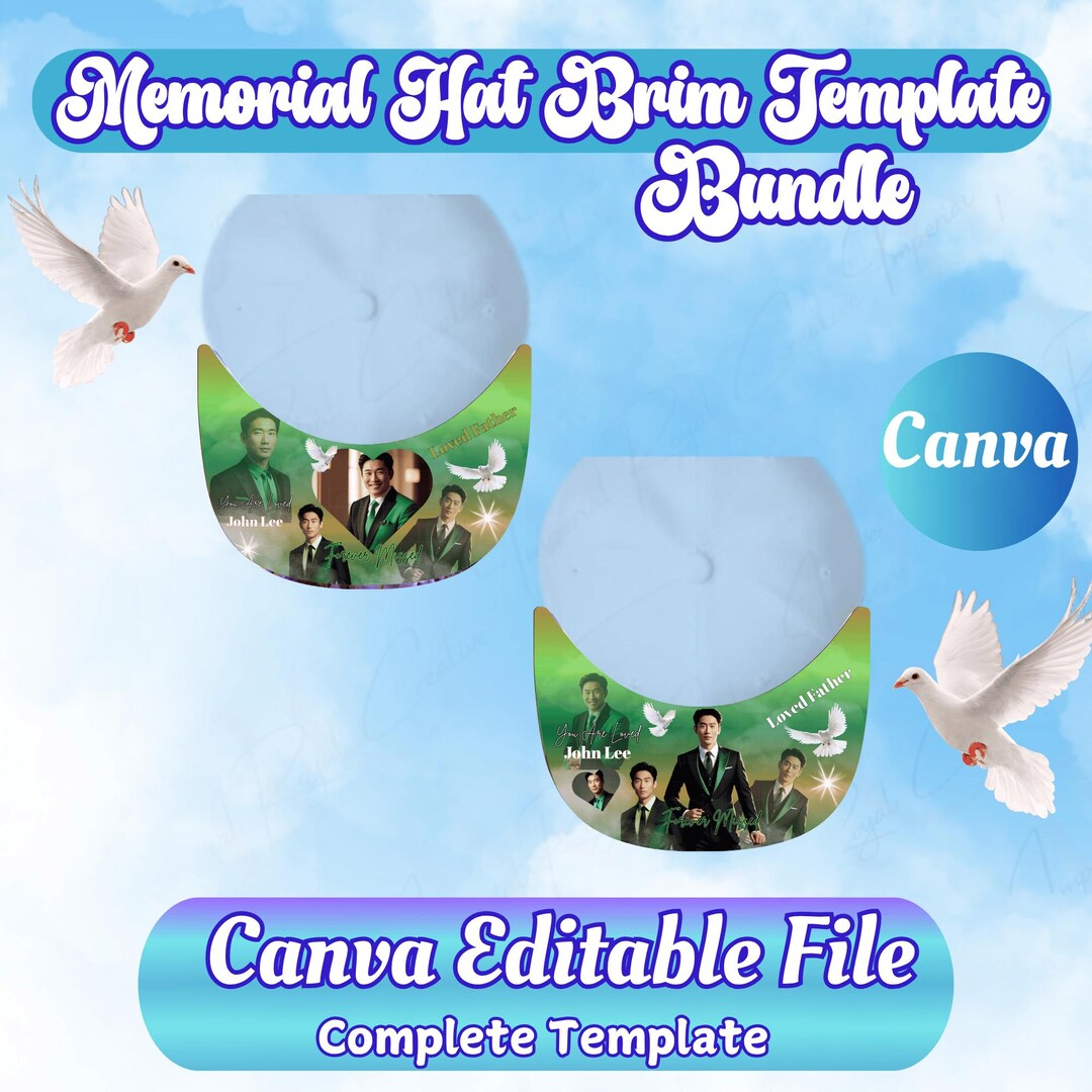 Memorial Hat Brim Template Memorial Green Funeral Keepsake PDF Image ...