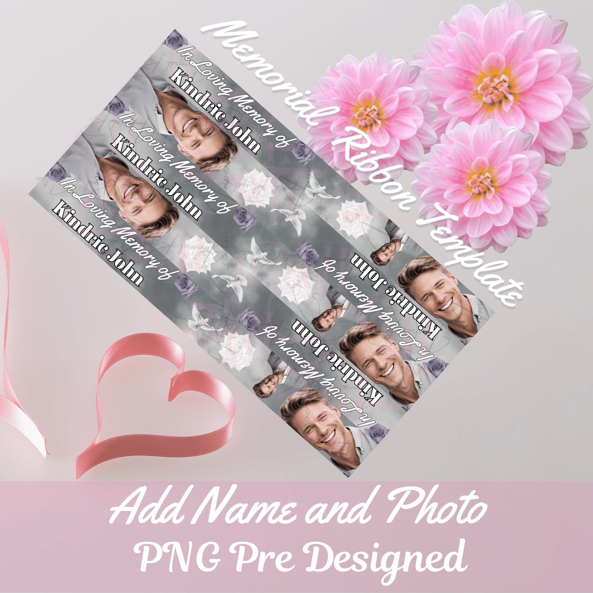 Memorial Ribbon PNG, Funeral Service Template, RIP Keepsake ...