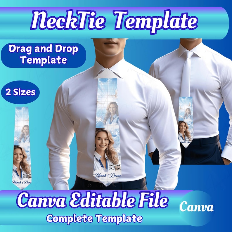 Memorial Necktie Template: Customizable Funeral Keepsake (PDF Download ...