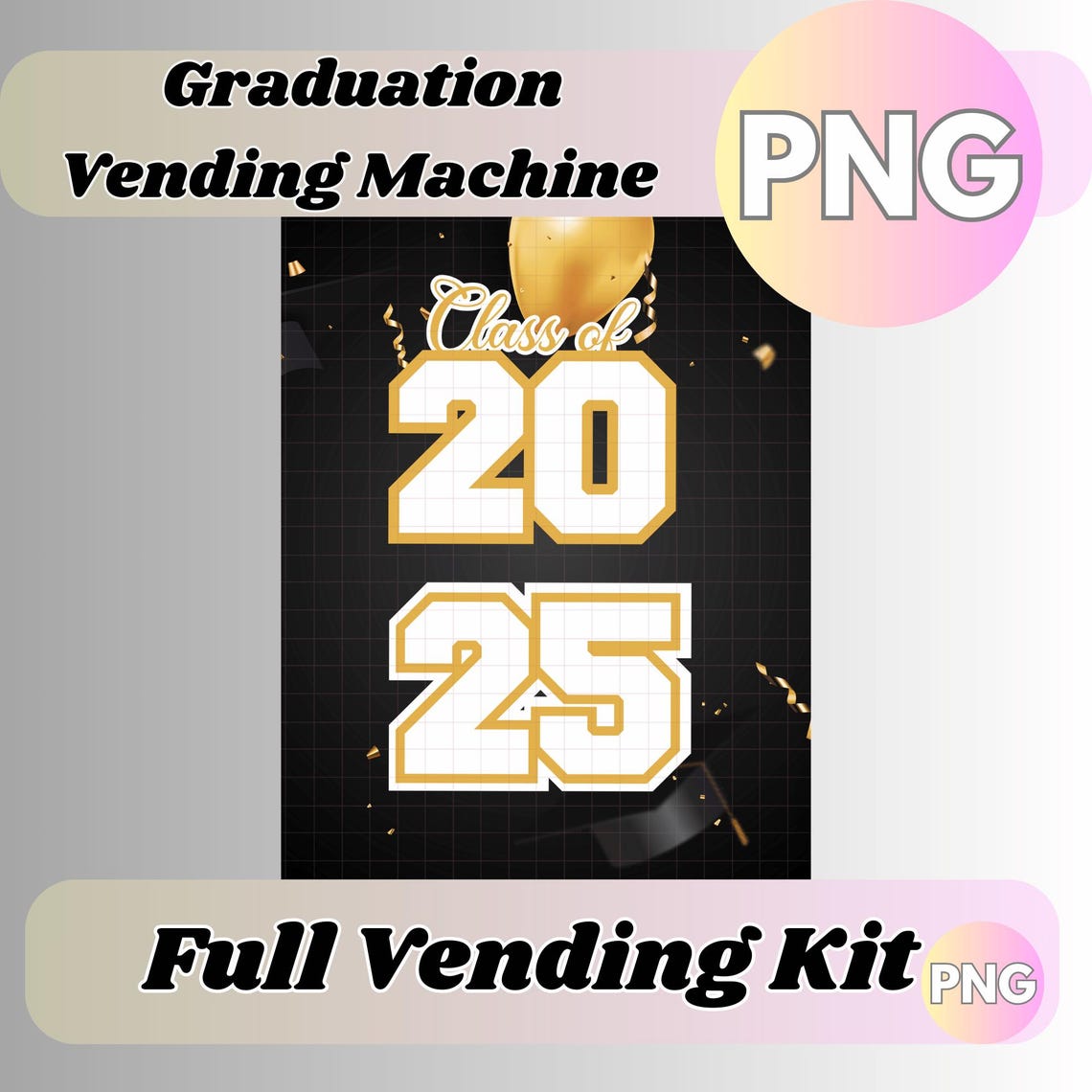Graduation Vending Machine Template: Black & Gold Keepsake (PNG) - Etsy