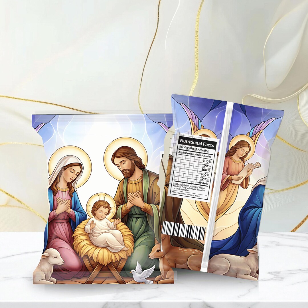 Religious Chip Bag Template, Party Favor PNG, Jesus Christ, Easter ...