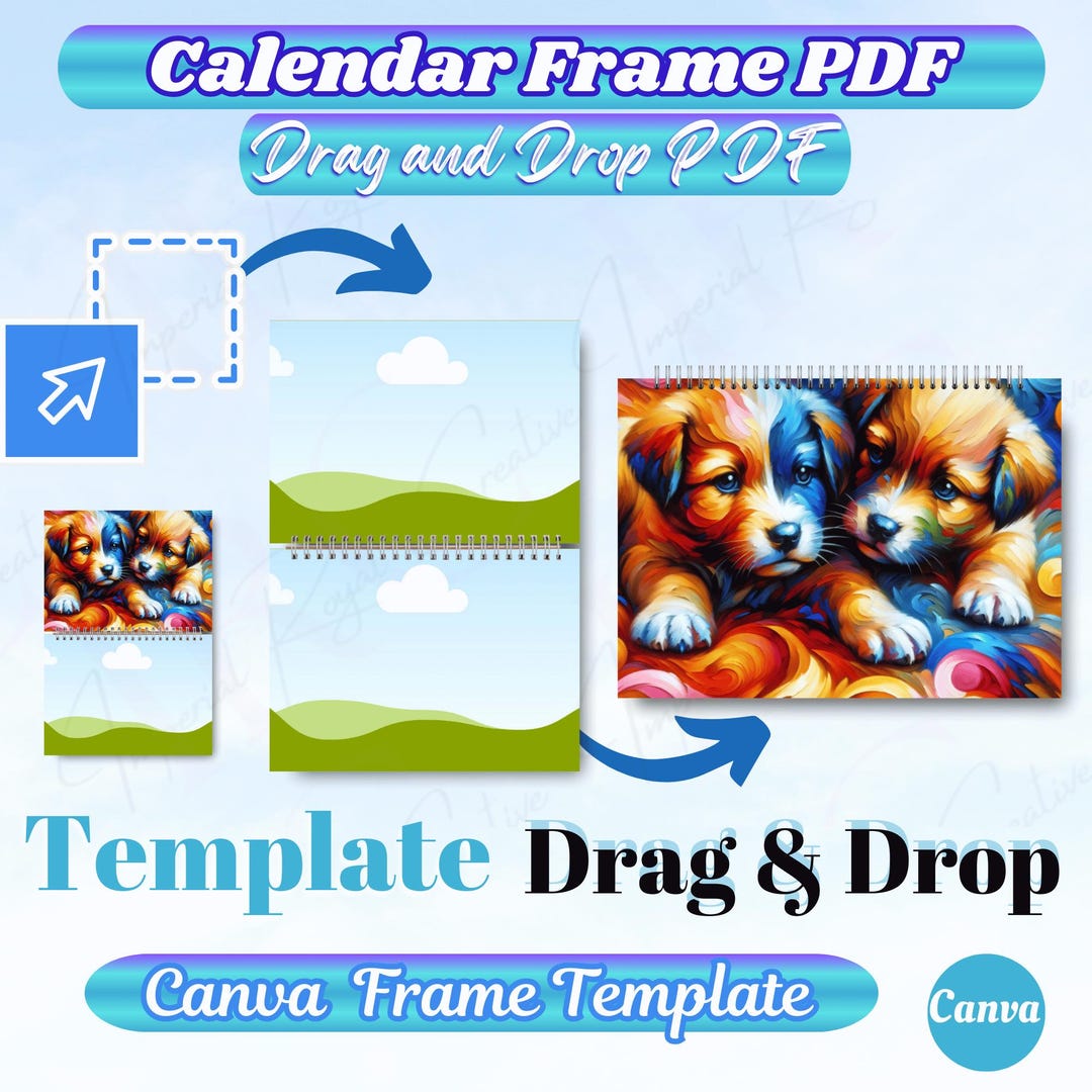 Calendar Mockup Template: Canva Drag & Drop Frame (PDF) - Etsy
