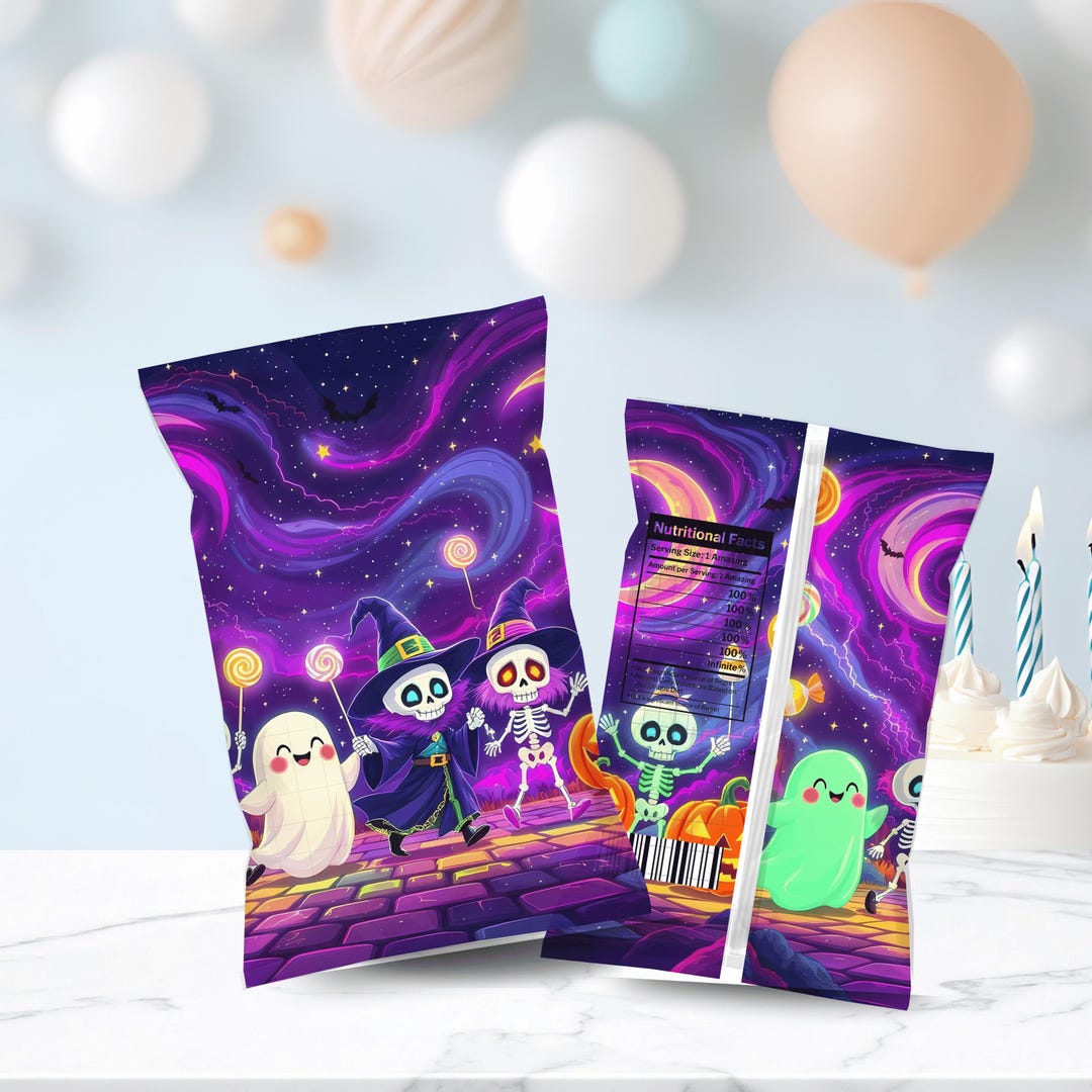 Halloween Pumpkin Chip Bag PNG: Spooky Party Favor Design (digital ...