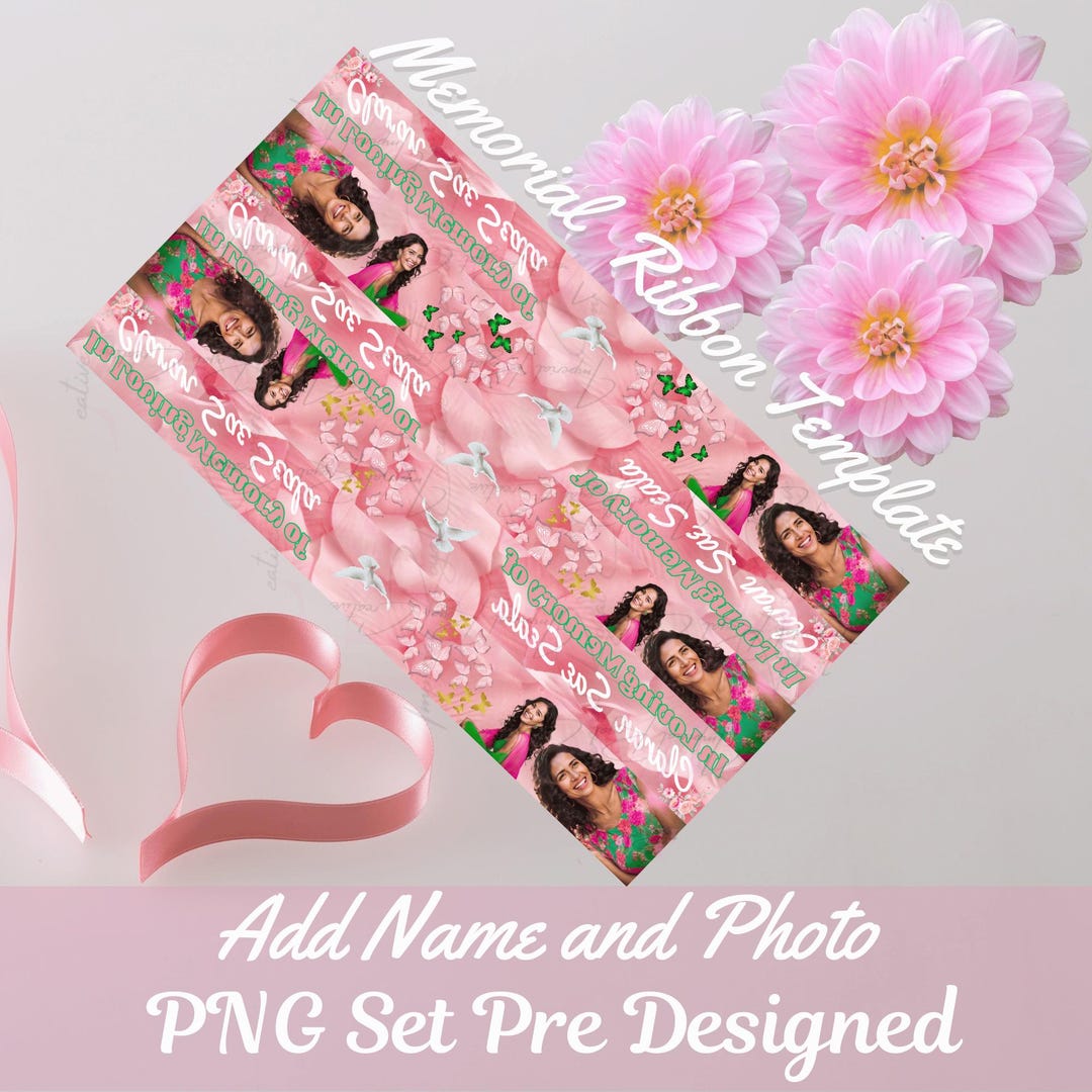 Memorial Ribbon PNG, Funeral Service Template, RIP Keepsake ...