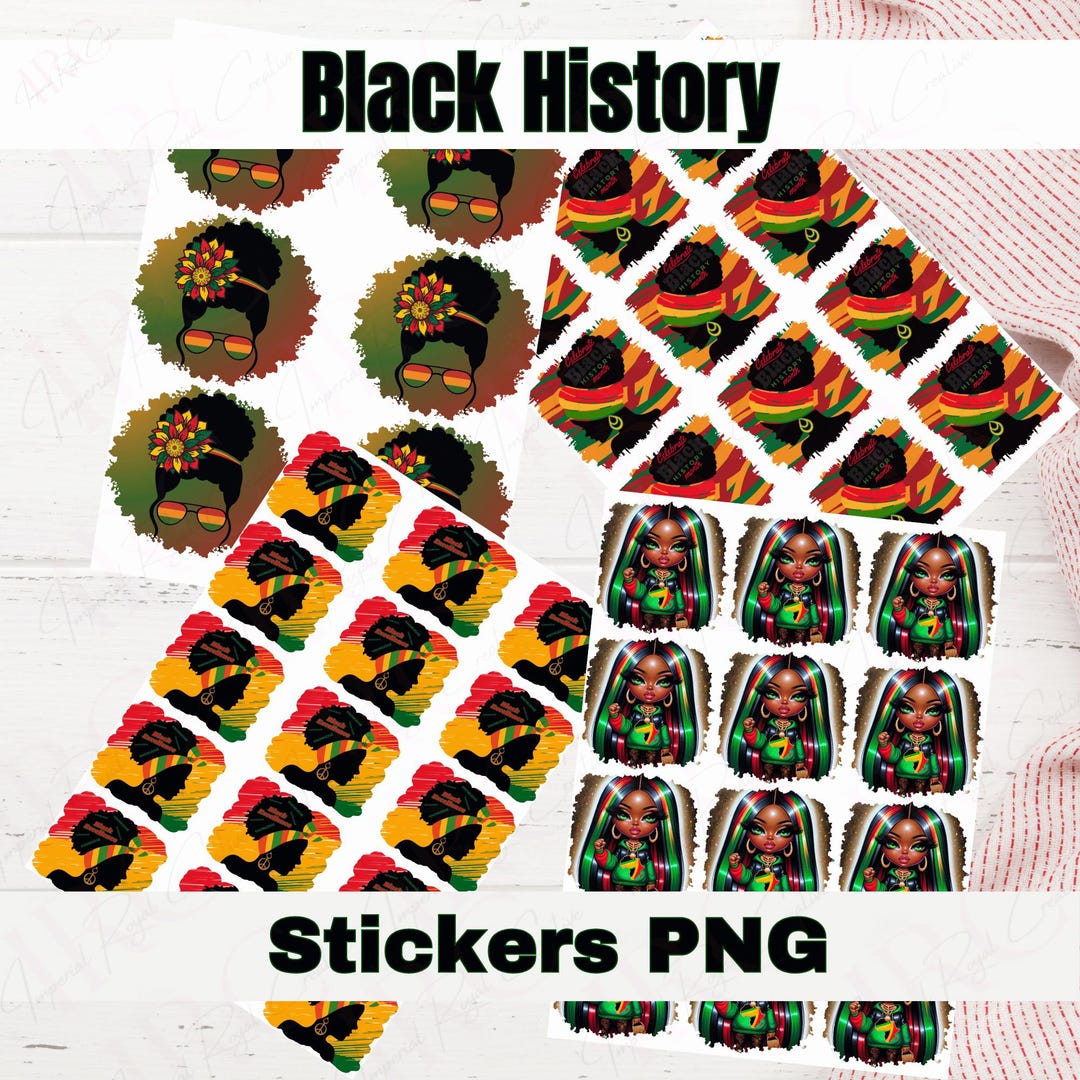 Black History Sticker Sheet PNG, Printable Stickers, Digital Stickers ...