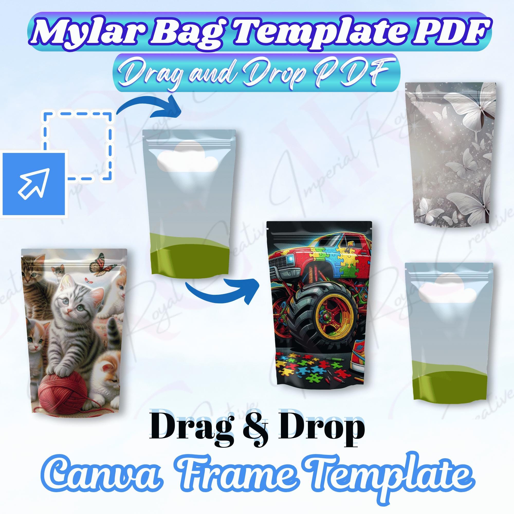 Mylar Bag Mockup Template: Canva Drag & Drop Frame (PDF Downloadable ...