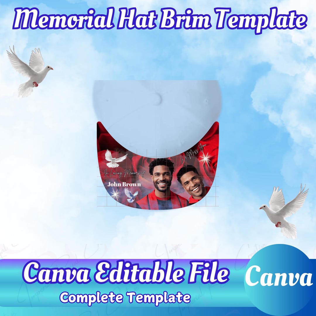 Memorial Hat Brim Template Memorial Red Funeral Keepsake PDF Image ...