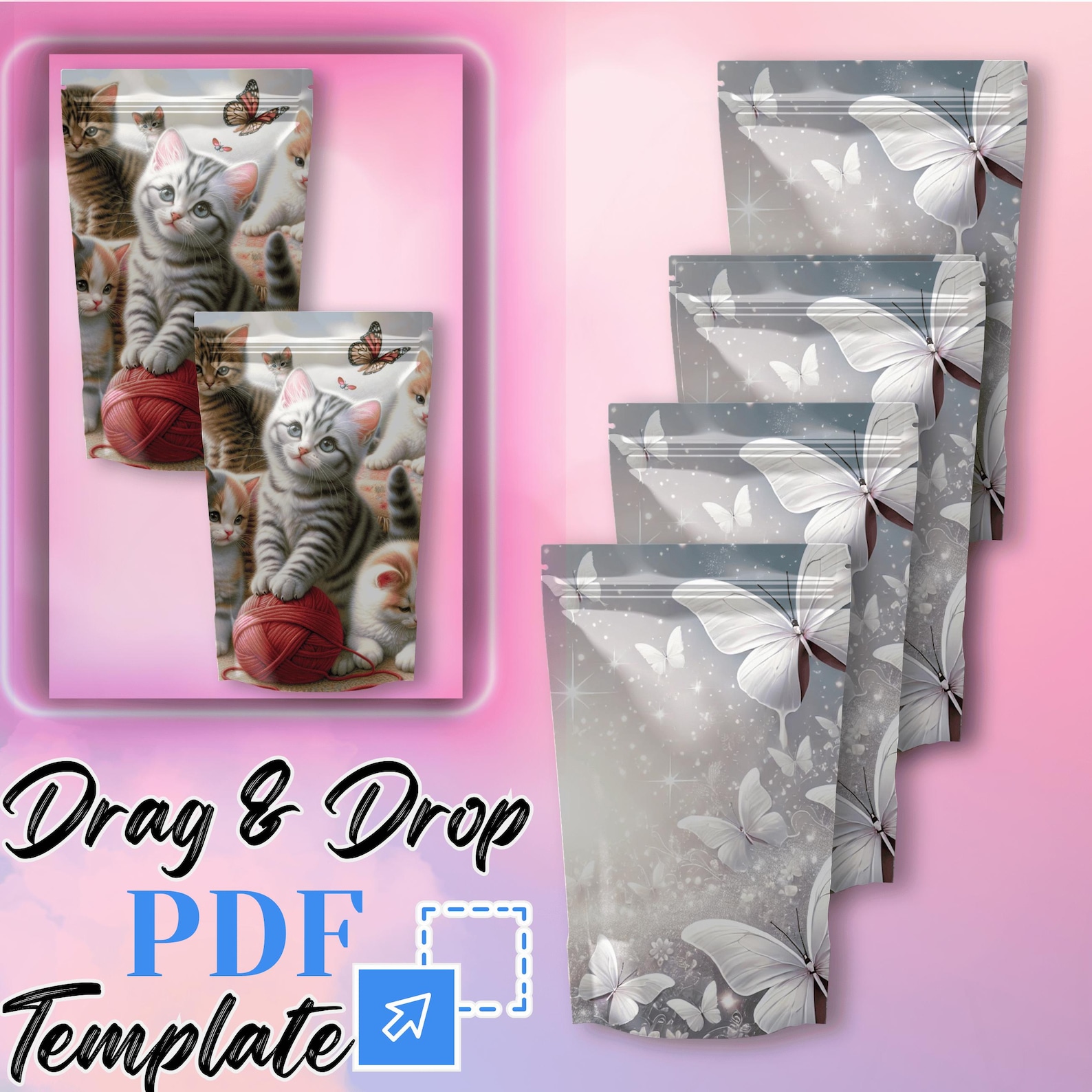 Mylar Bag Mockup Template: Canva Drag & Drop Frame (PDF Downloadable ...
