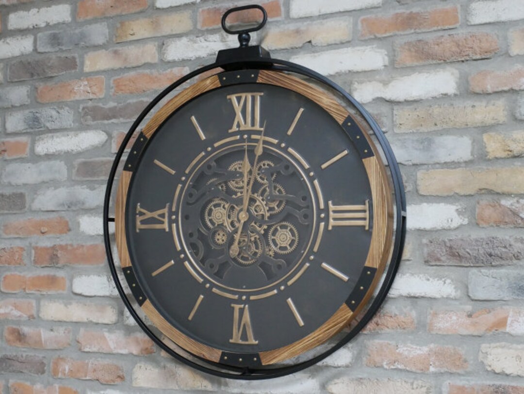 Black Clock With Cogs - Etsy
