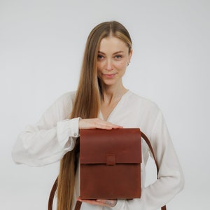 Small Leather Backpack for Women in Minimalist Style, Handmade Backpack ...