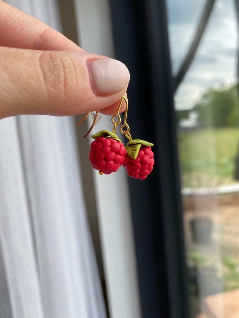 Floral Fantasia: Raspberry Summer - Handcrafted Polymer Clay Earrings ...