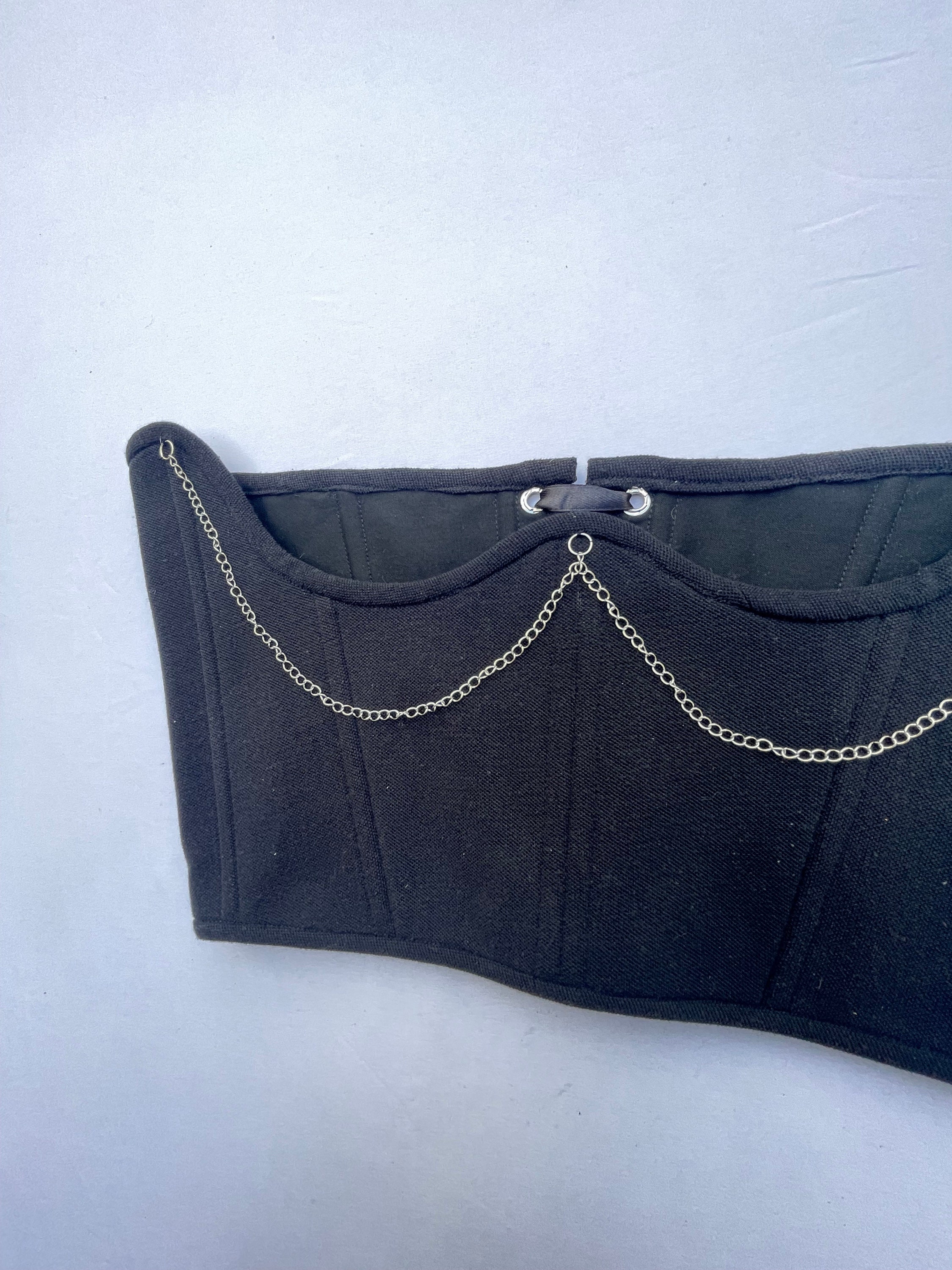 Total Black Corset With Chains - Etsy