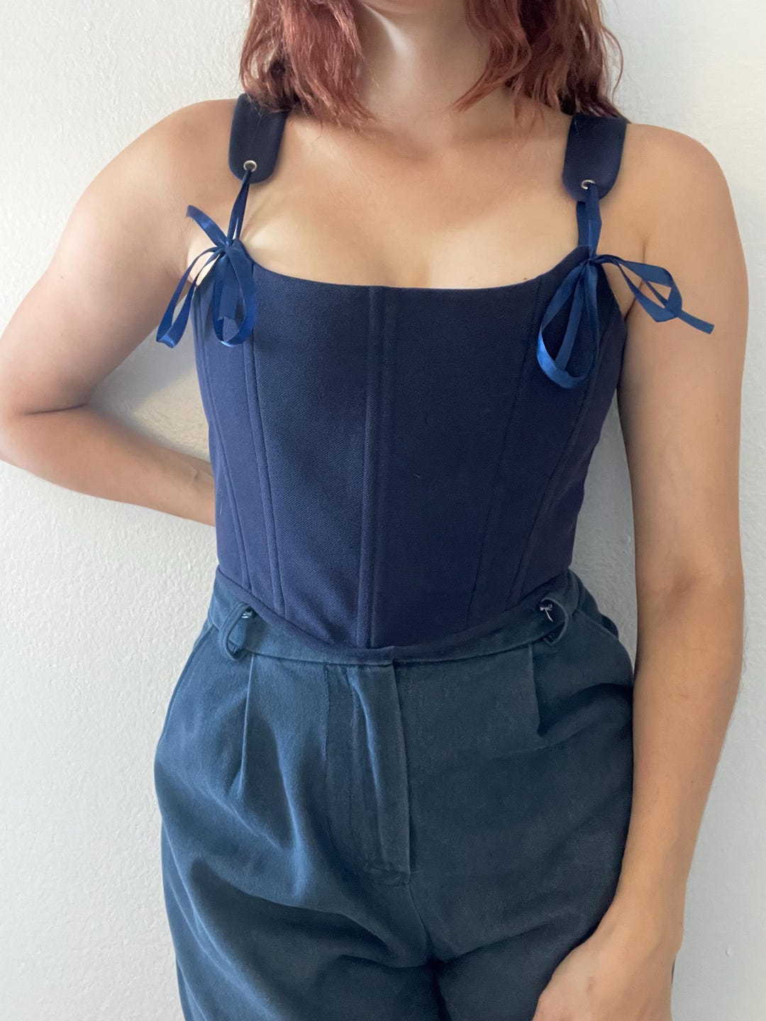 Dark Blue Color Corset Top - Etsy