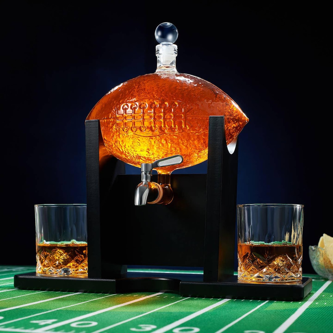 Football Decanter Set With 2 Whiskey & Wine Glasses | Football Whiskey ...