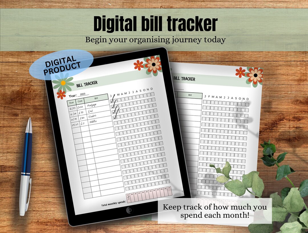 Digital Bill Tracker, Printable, Finance Planner, Monthly Expenses ...