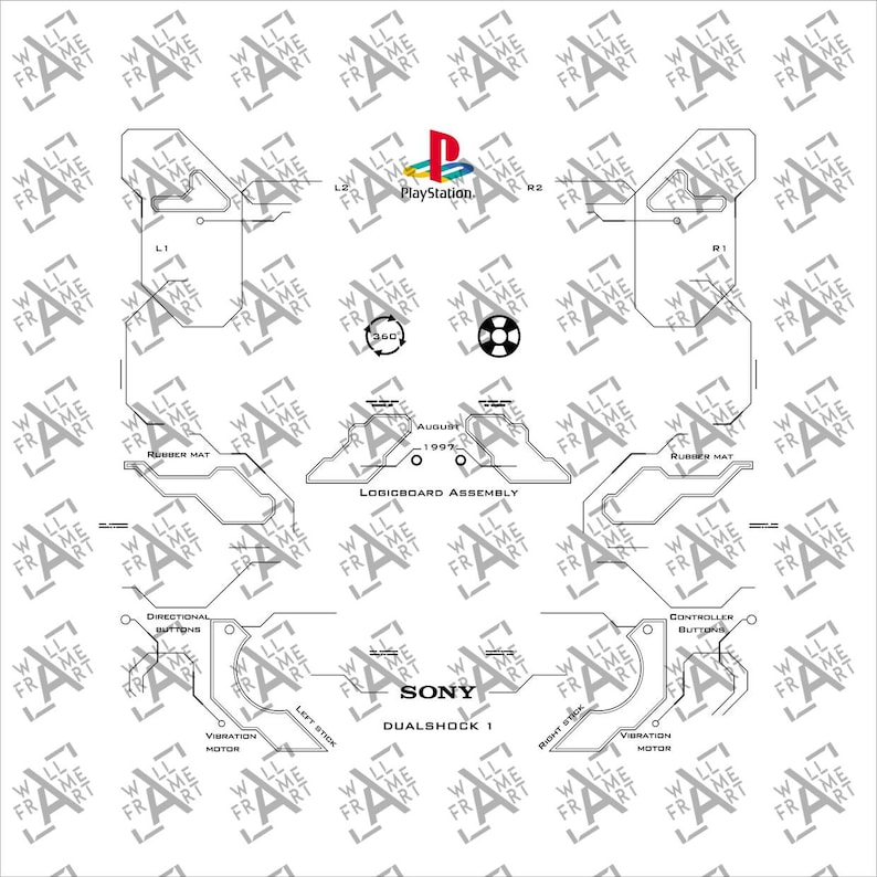 Sony Playstation Dualshock 1 Teardown Digital Template - Etsy