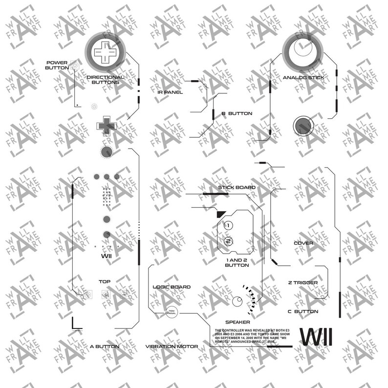 Nintendo Wii Remote Controllers Teardown Digital Template - Etsy