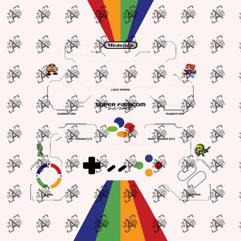 Nintendo Super Famicom Teardown Digital Template - Etsy