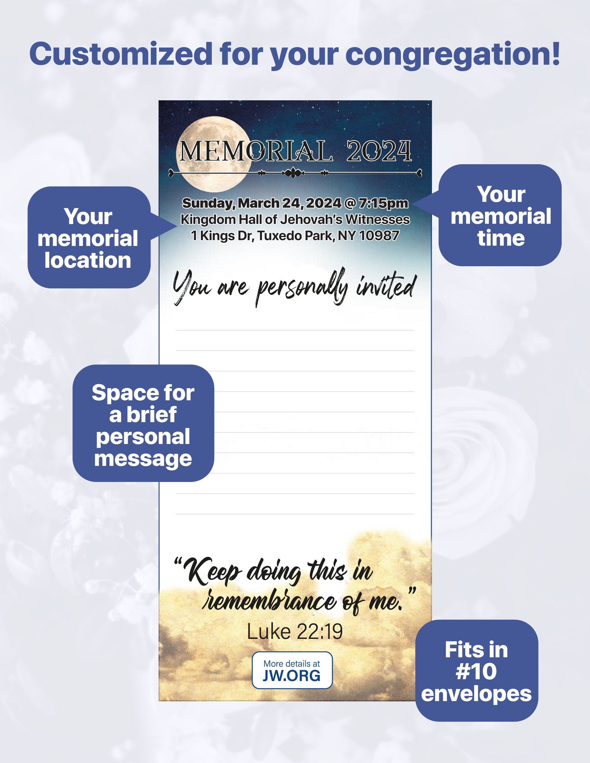 JW Memorial 2024 CUSTOMIZED Letter Template Fits 10 Envelopes FAST ...