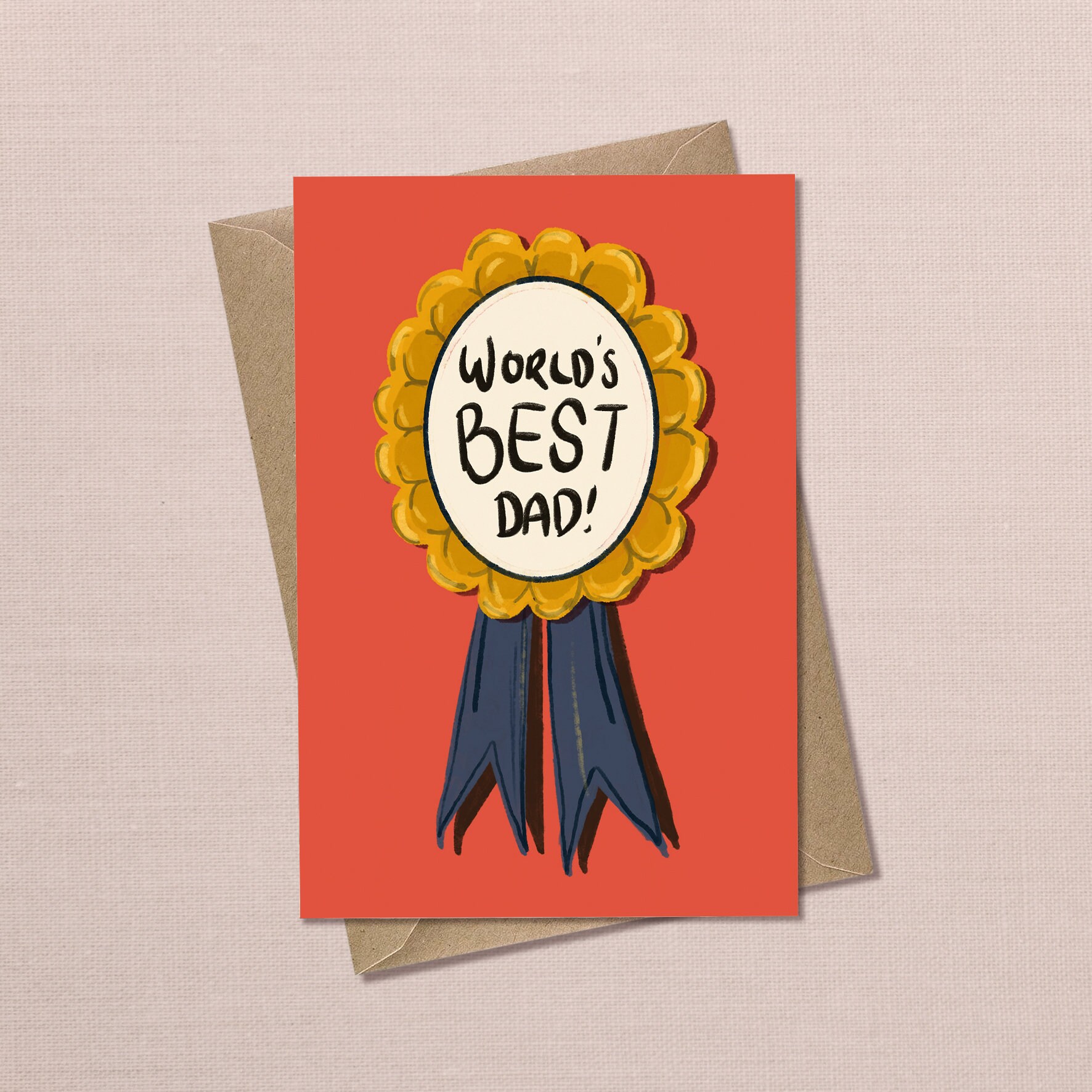 World's Best Dad Father's Day Card - Orange - Etsy