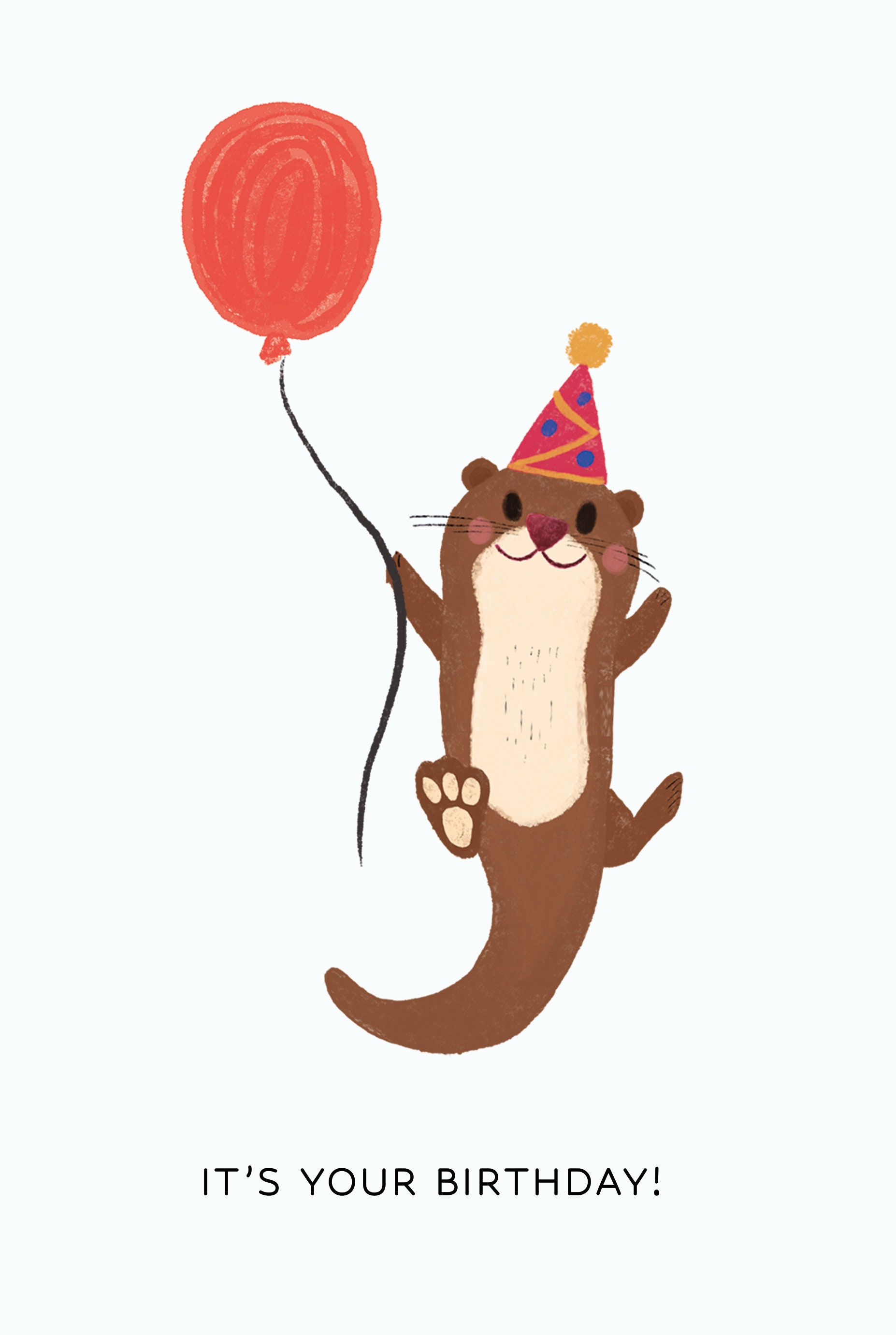 Hand Drawn Otter Birthday Card, Cute Balloon Card, Birthday Wishes Card ...