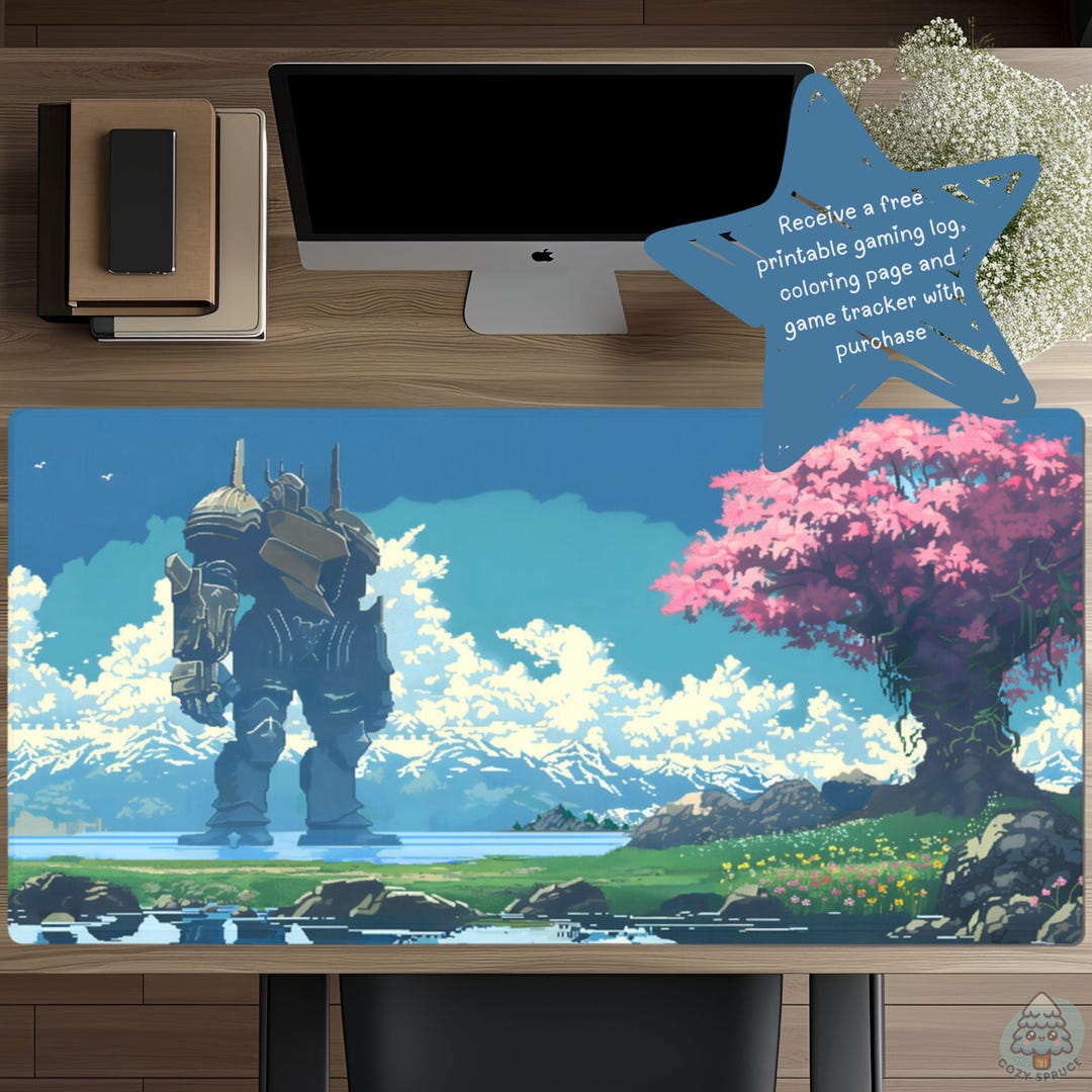 Anime Mech Sakura Desk Mat: Large Gaming Mouse Pad D90 - Etsy