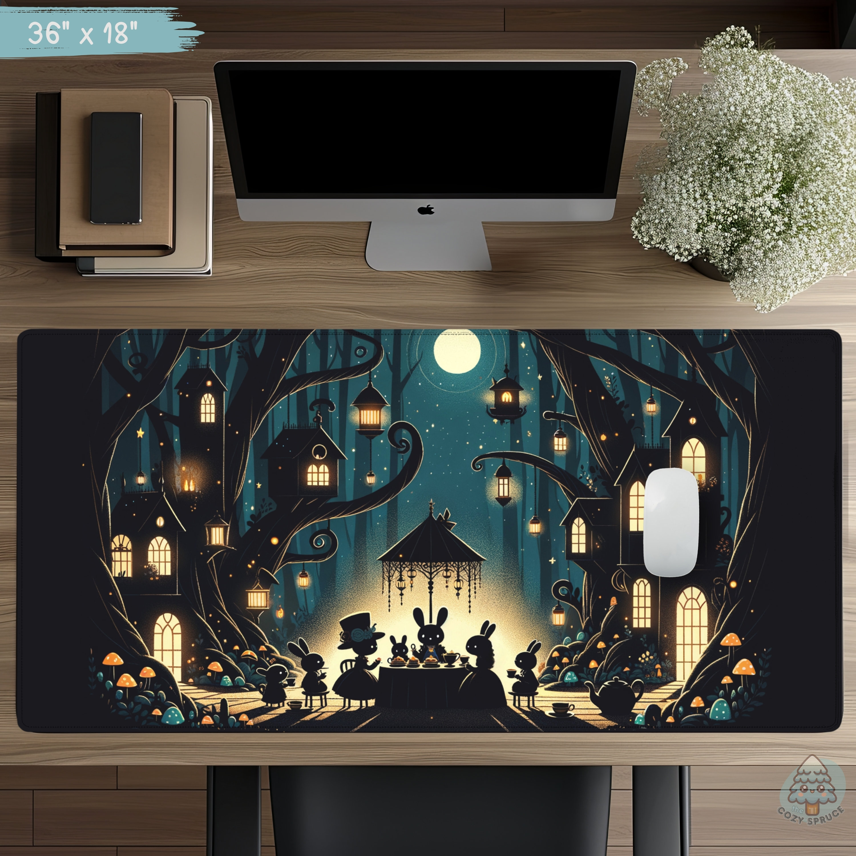 Gothic Bunny Tea Party Desk Mat Dark Cottagecore Twilight Desk Mat ...