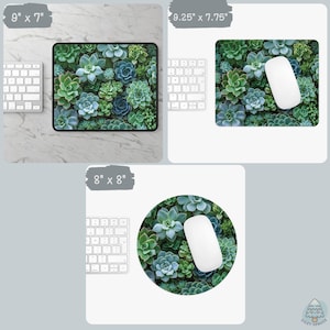 Succulents Desk Mat - Green Botanical Mouse Pad, Aesthetic Nature Desk ...