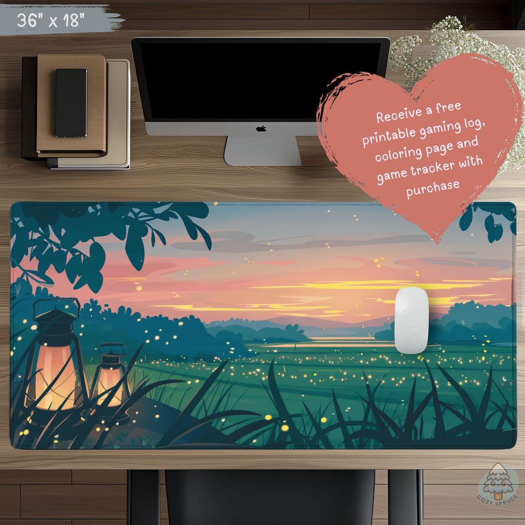 Serene Sunset Lofi Desk Mat, Cottagecore Desk Mat, TCG Playmat ...
