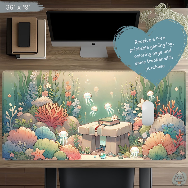 Underwater Garden Desk Mat: Jellyfish Anime Pastel Mouse Pad D75 - Etsy