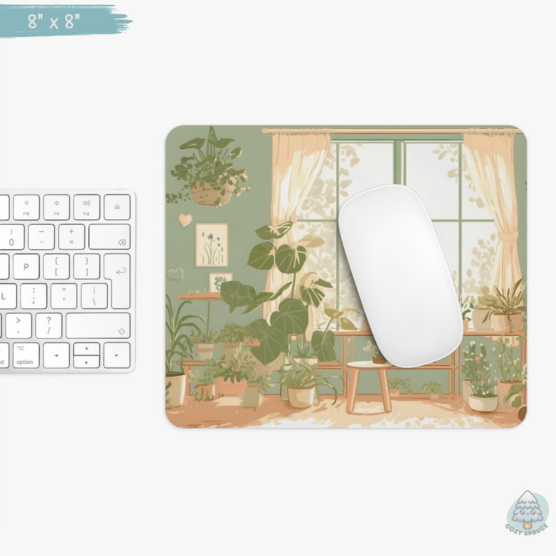 Lovely Plant Room Desk Mat, Pastel Aesthetic Cozy Plants Desk Pad ...