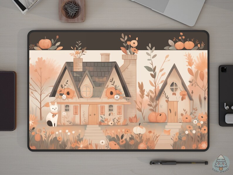 Cute Fall Desk Mat, Mushroom Cottagecore Desk Mat, TCG Playmat ...