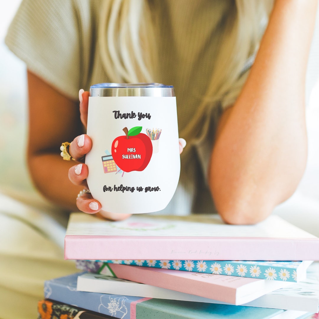 Personalized Thank You Teacher Wine Tumbler, Teacher Appreciation Wine ...