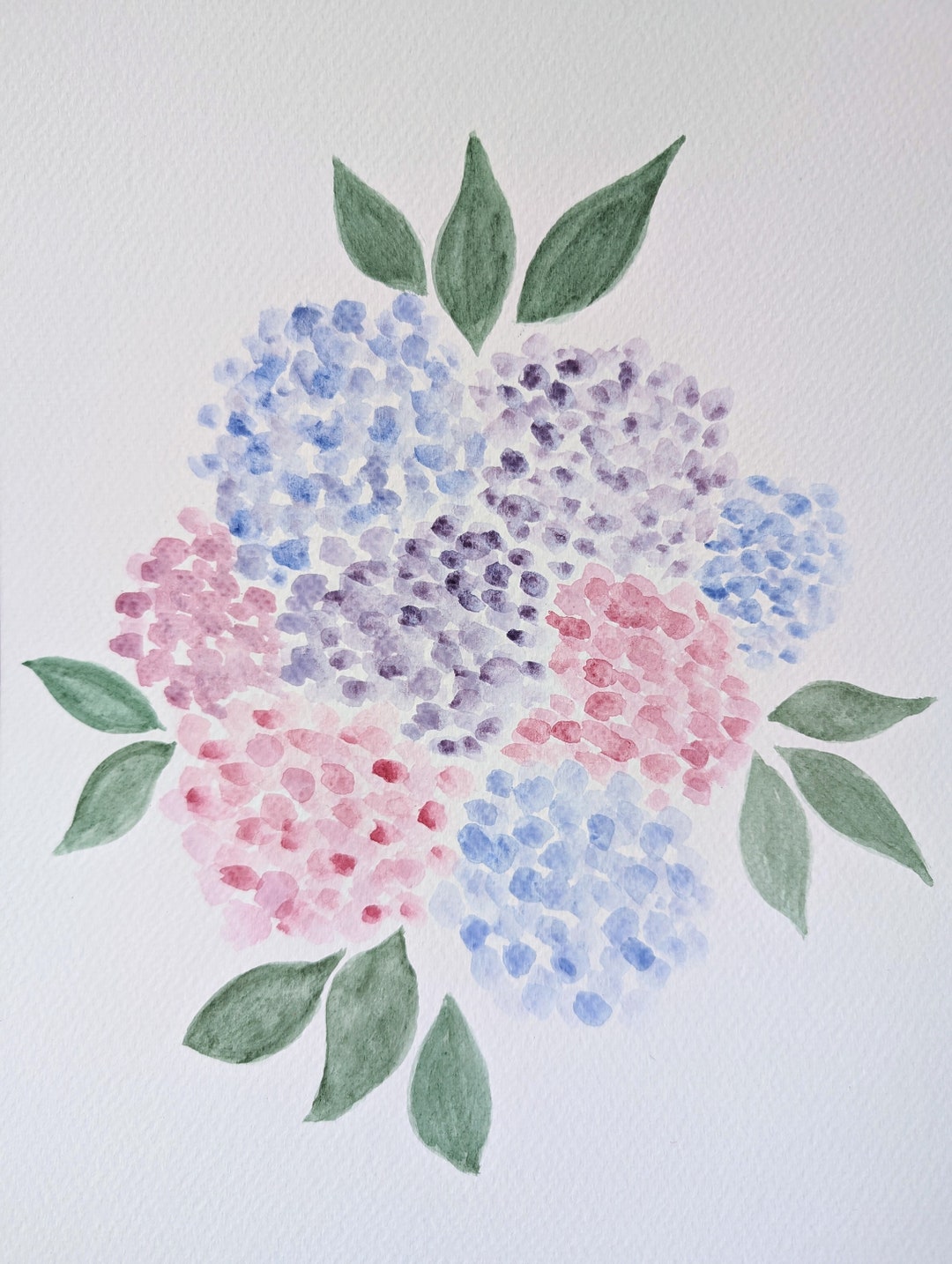Hand-painted Original Hydrangeas Watercolor Painting Botanical Fine Art ...
