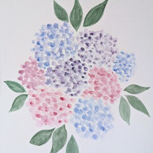 Hand-painted Original Hydrangeas Watercolor Painting Botanical Fine Art ...