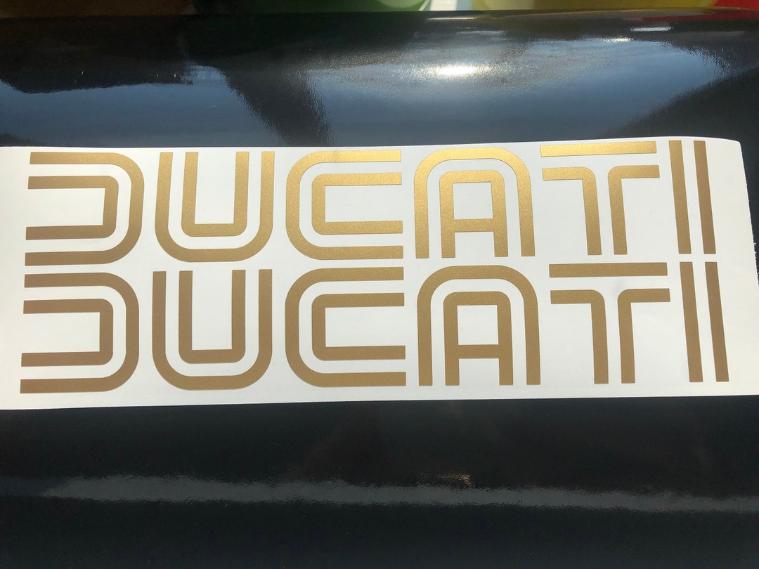 Two Ducati Motorcycle Gold Logo Bike Decals Stickers Vinyl Fuel Tank ...