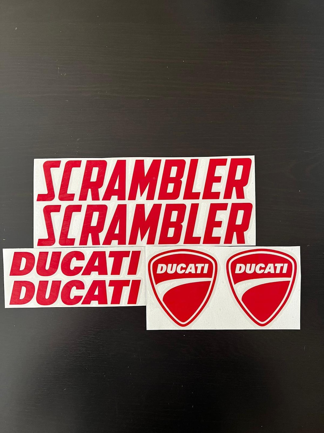 Ducati Scrambler Motorcycle Bike Decals Stickers Set Vinyl Red WHITE ...