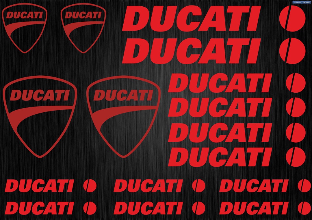 Ducati Motorcycle Decals Stickers Set for Bike Helmet Car Window Fuel ...