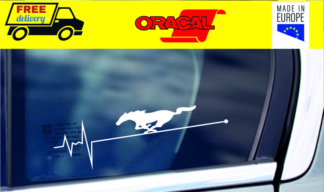 2pcs Ford Mustang Heartbeat Decals Stickers for Side Windows Bumper ...