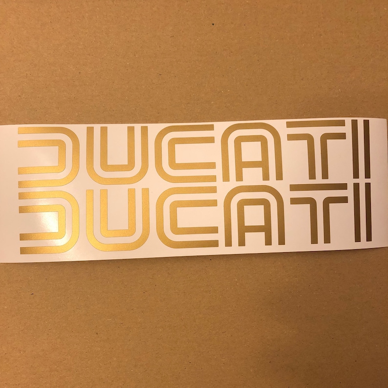 Two Ducati Motorcycle Gold Logo Bike Decals Stickers Vinyl Fuel Tank Emblem Retro - Etsy
