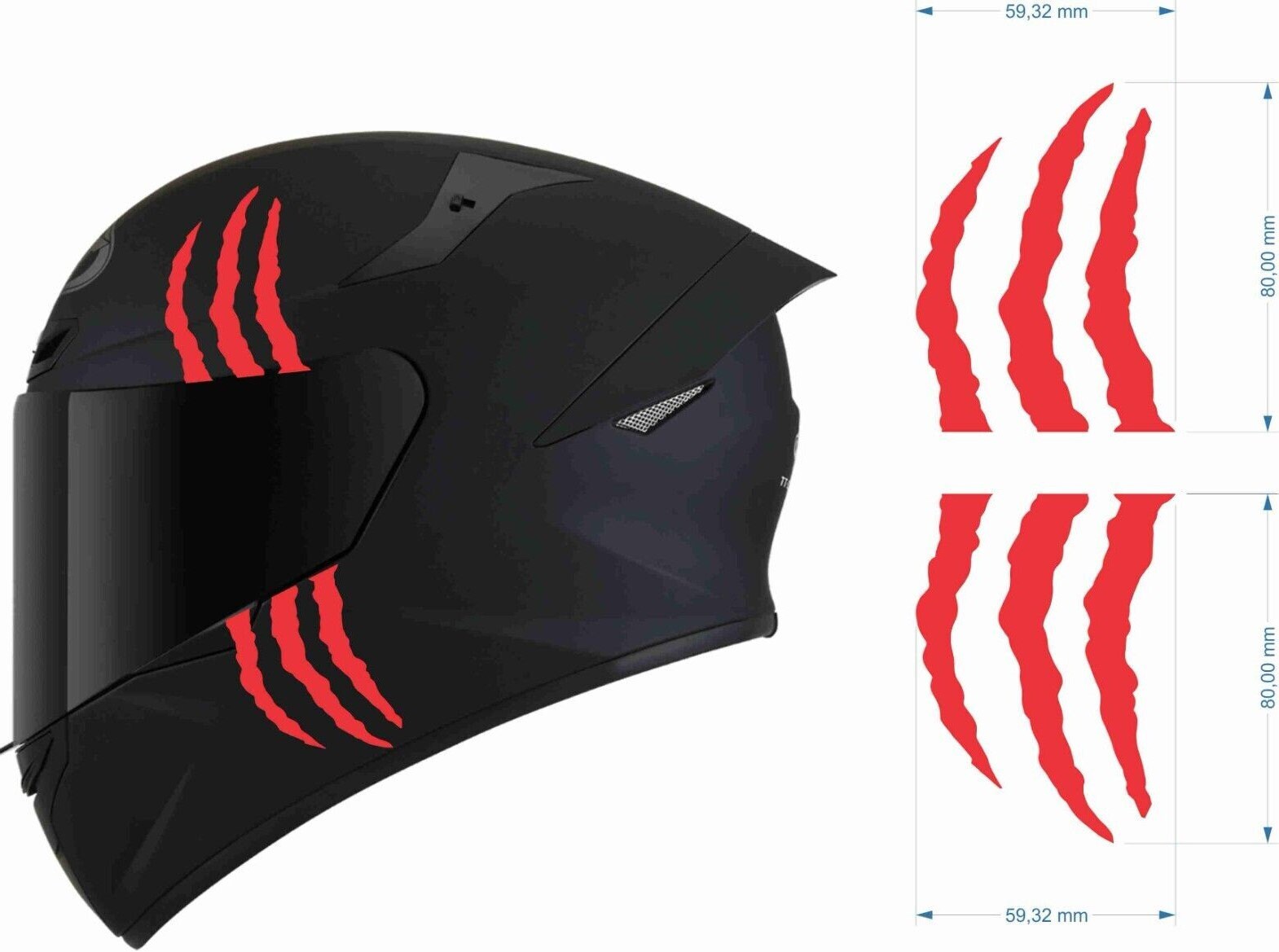 Motorcycle Helmet Sticker Claw Scratches Monster Scars Graphics Vinyl ...