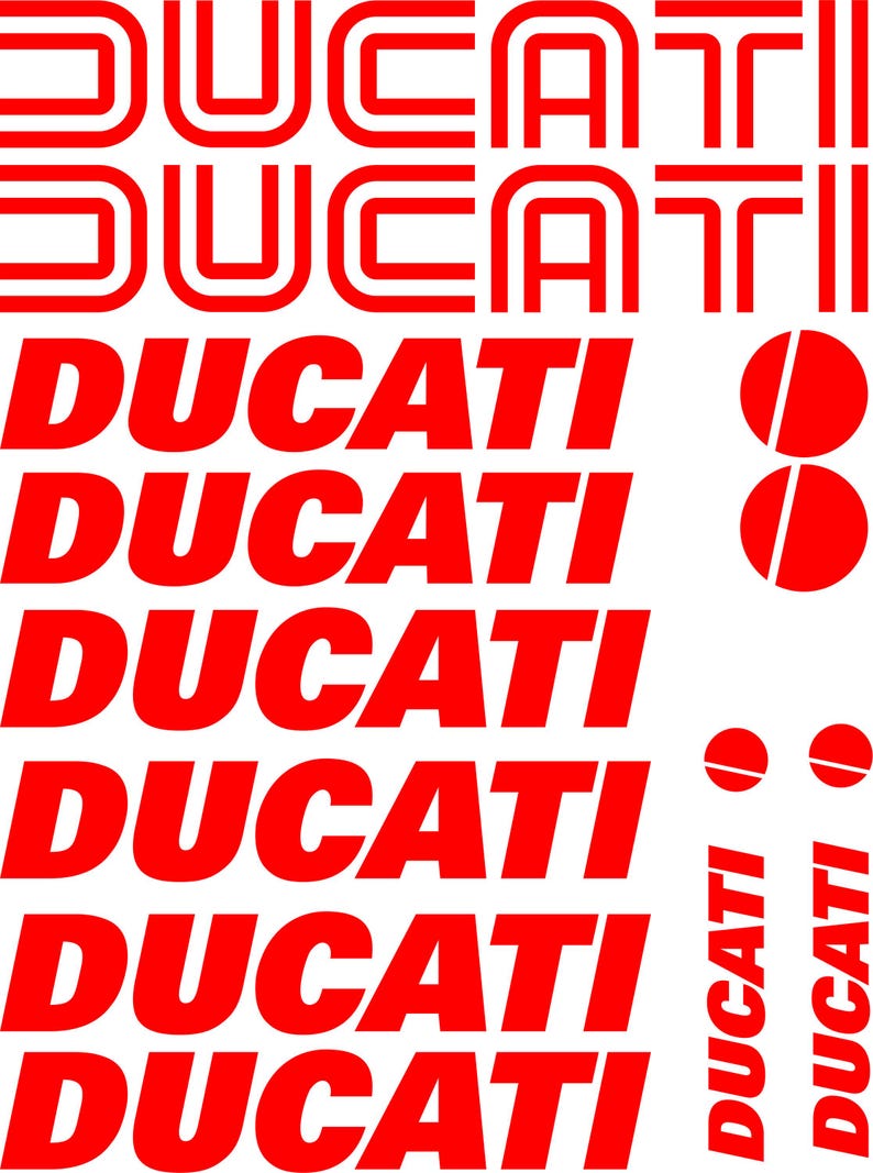 Ducati Sticker Decal Set for Bike Helmet Fuel Tanks Motorcycle Belly ...